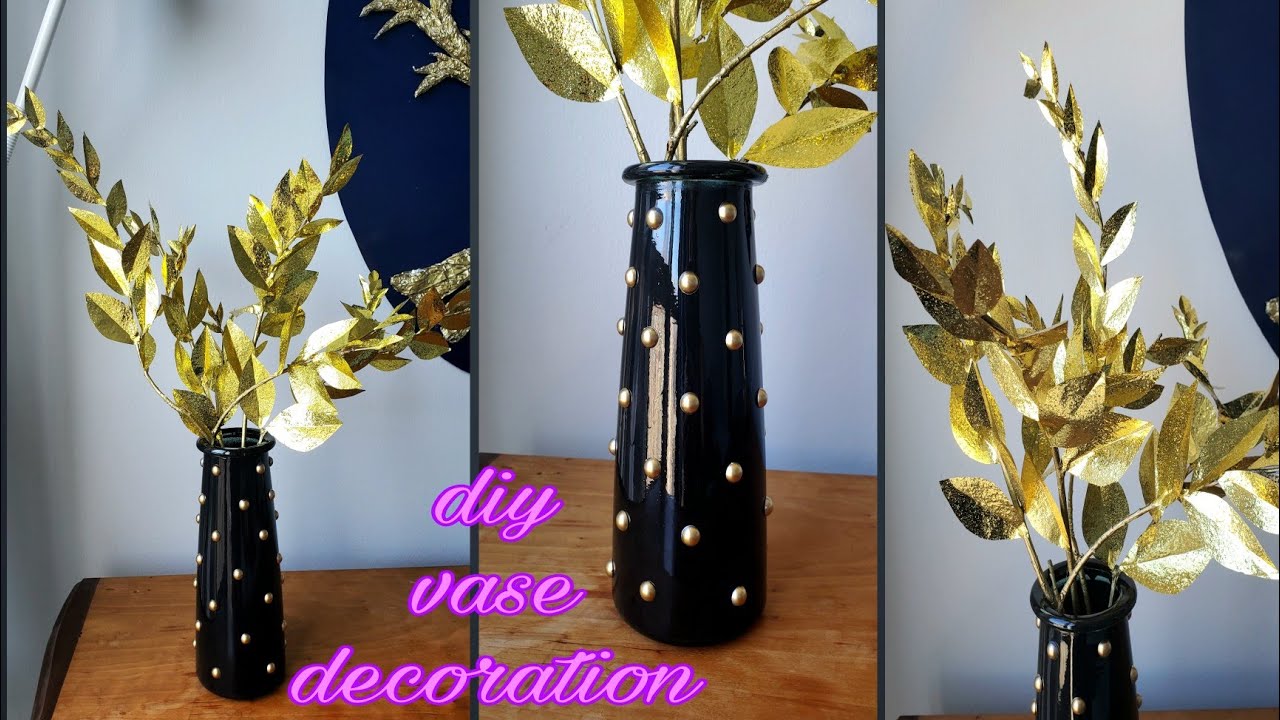DIY vase decoration | leaf craft | room decor ideas | Craft Angel - YouTube