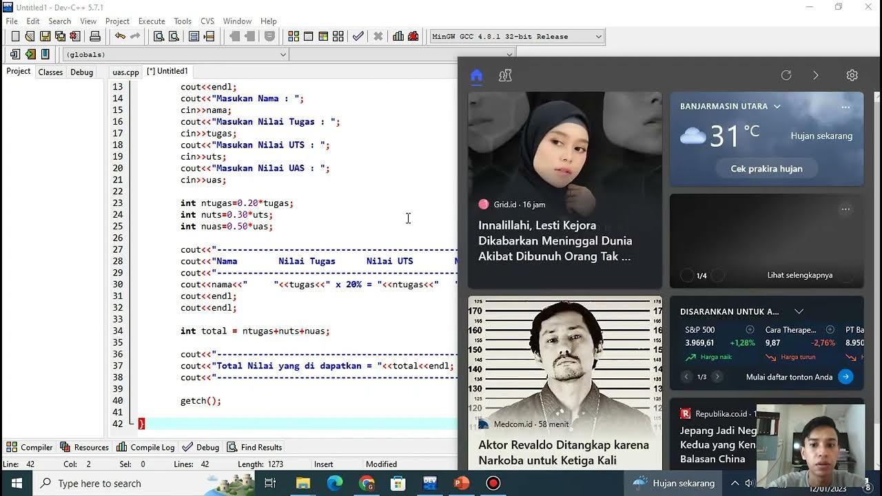 Pembuatan Program Perhitungan Nilai Akhir Mahasiswa Sederhana Menggunakan Dev C++ | Tugas Kuliah ...