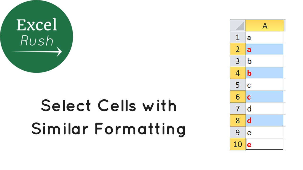 Select Cells with Similar Formatting in Excel - YouTube