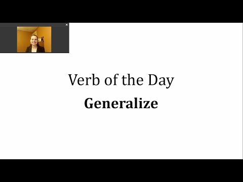 Verb of the Day - Generalize