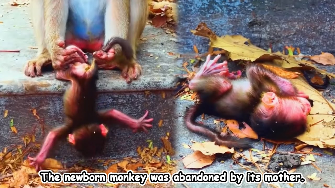 Baby monkey abandoned by mother monkey when just born, the most pitiful baby monkey - YouTube