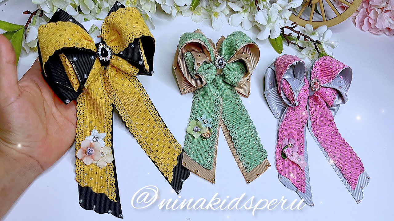 Lazo Olga media cola 🎀 con listón de 4 cm |DIY Half-tailed bow with 4 ...