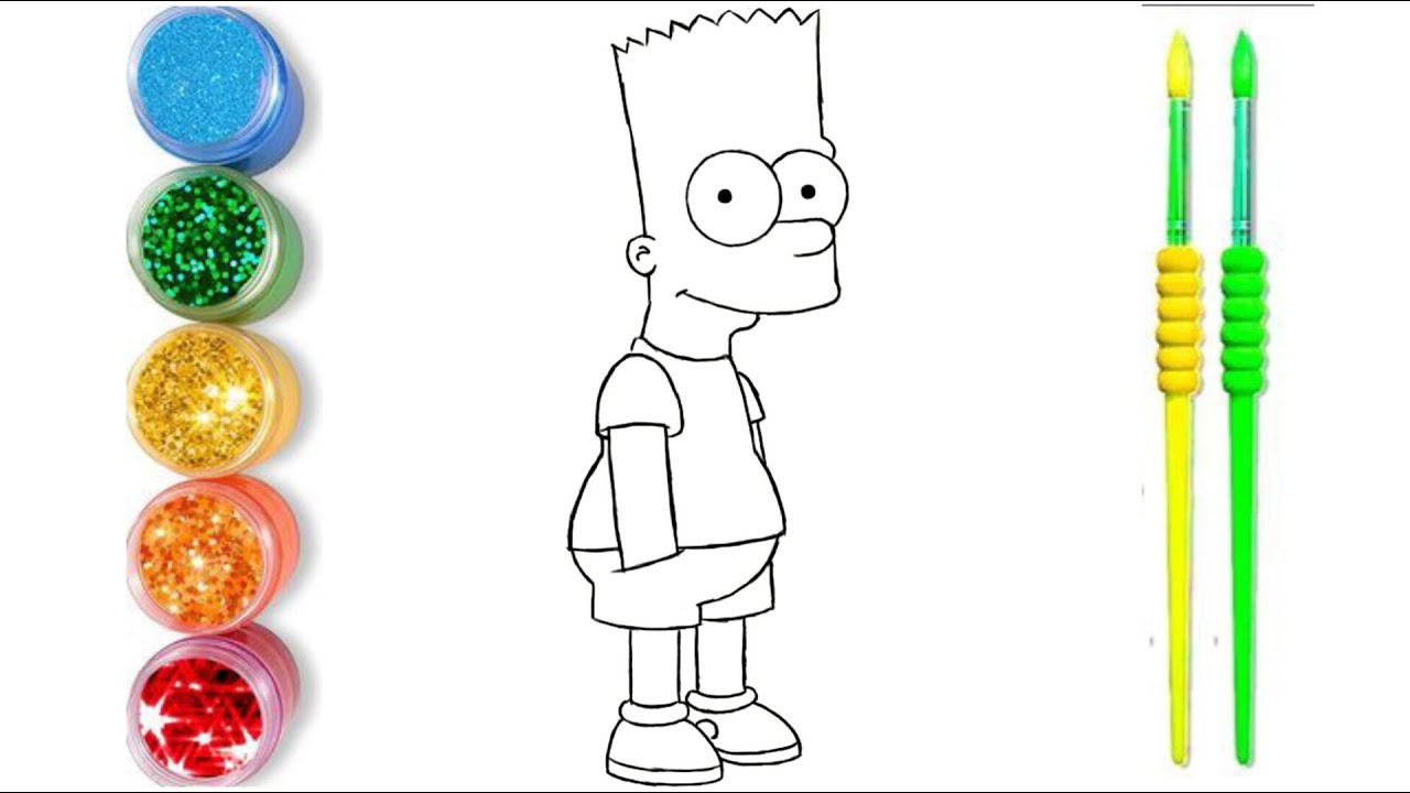 Bart Simpson cartoon draw and colouring easy for kids and toddlers ...