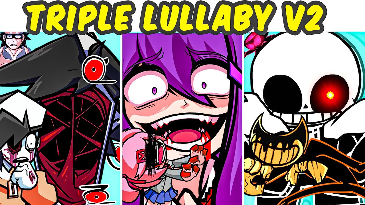 FNF VS TripleTrouble Cover VS Hypno's Lullaby V2 VS Doki Doki VS Sans ...