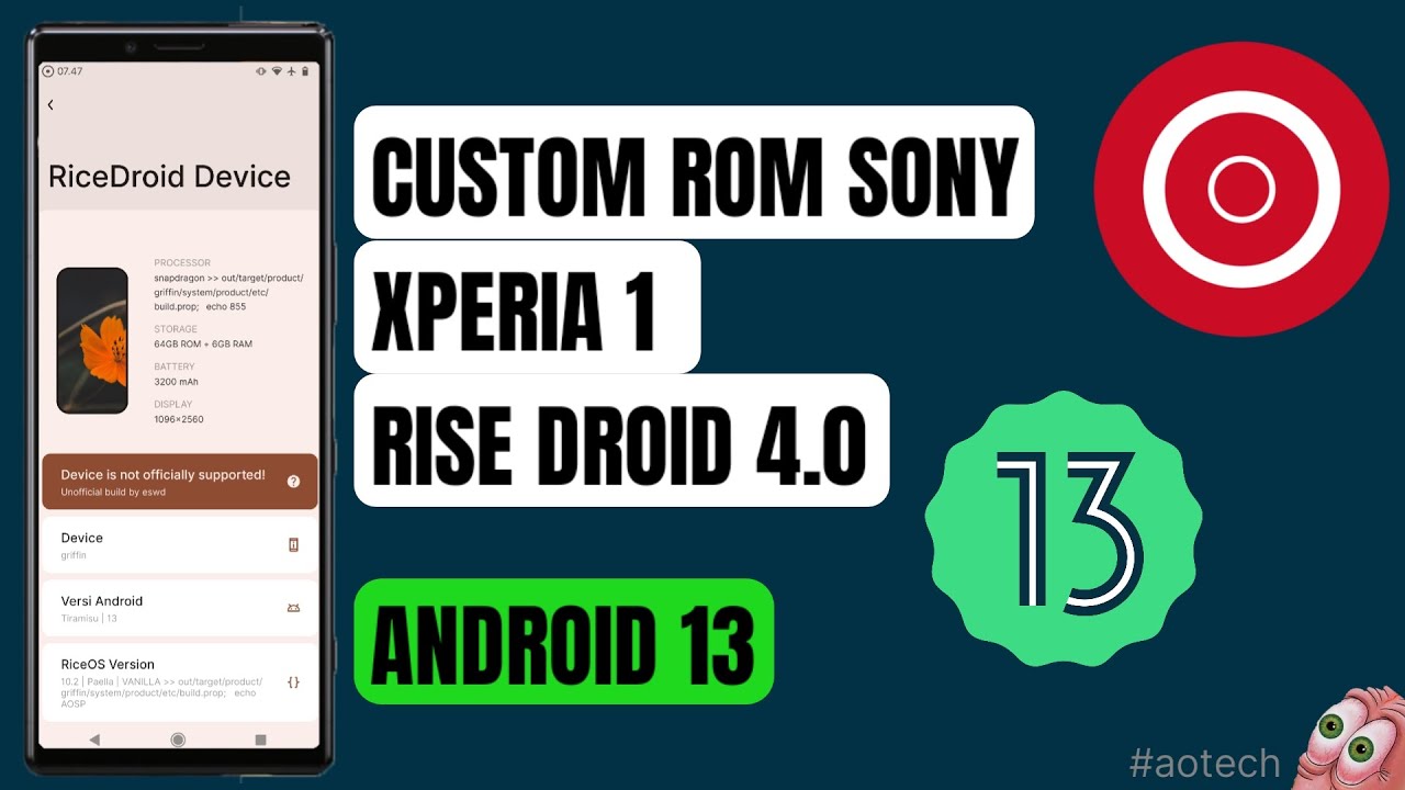 Custom Rom Sony Xperia 1 Rice Droid 4.0 Android 13 | Update os Sony ...