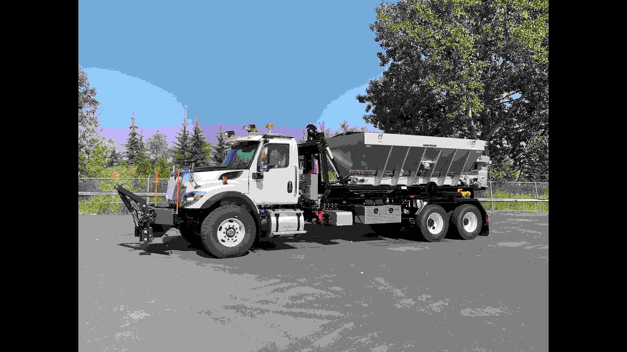 Int'l HV607 w Front Plow Hitch, Stellar Hook-lift System, & Monroe ...