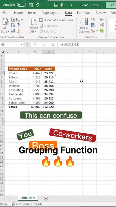 Grouping Function Dont Hide Rows Column Advanceexcel Dashboard Exceltrick Youtubeshorts