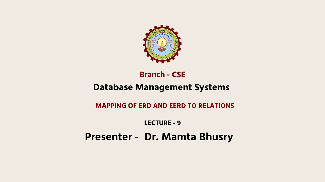Database Management System Mapping of ERD and EERD to Relations | AKTU Digital Education - YouTube