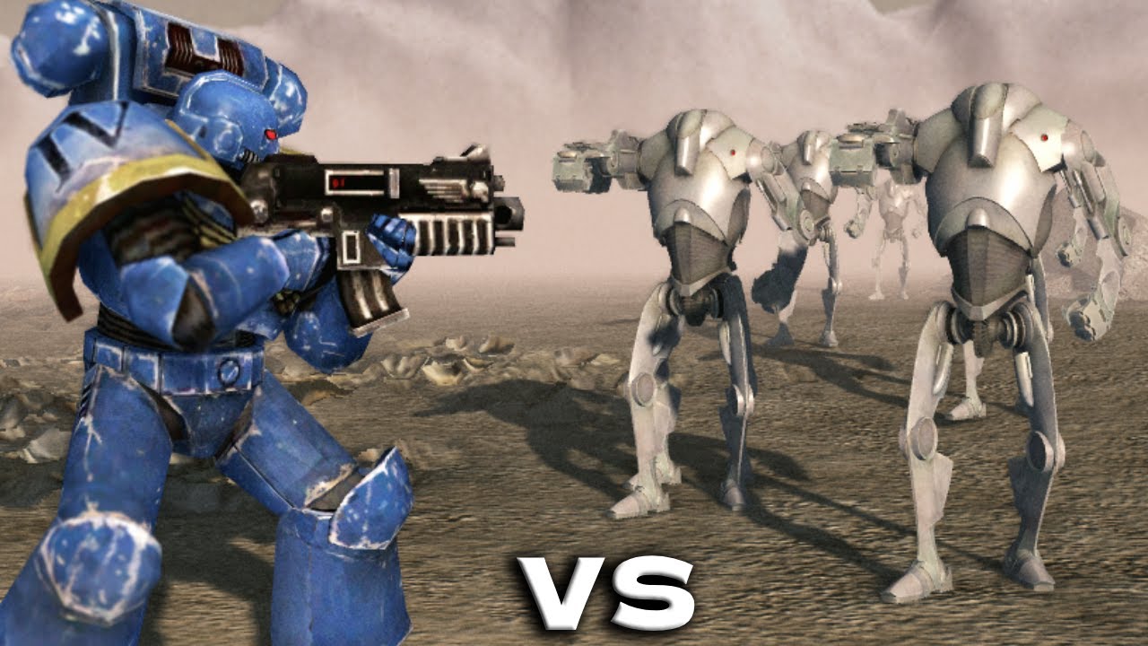 1 Space Marine vs 20 B2 Super Battle Droids - Who is More Effective ...