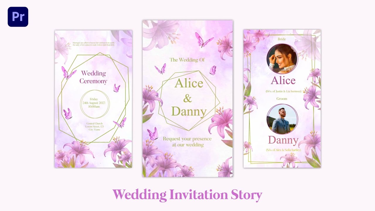 Watercolor Texture Wedding Invitation Instagram Story Premiere Pro ...