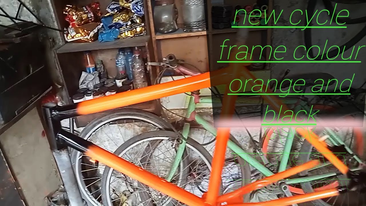 cycle paint spray frame||how to spray paint a bicycle orange and black ...