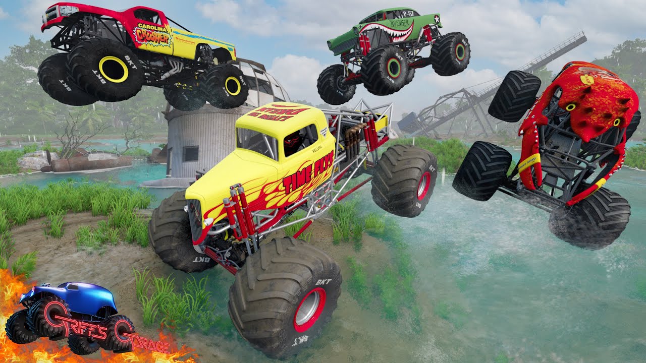 Monster Jam INSANE Monster Truck Mud Battle | BeamNG Drive - Grave ...