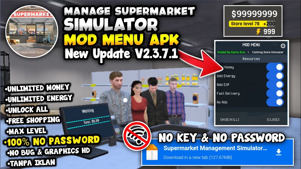NEW UPDATE !! Manage Supermarket Simulator MOD MENU V2.3.7 Terbaru 2024 - No Key & No Password ...