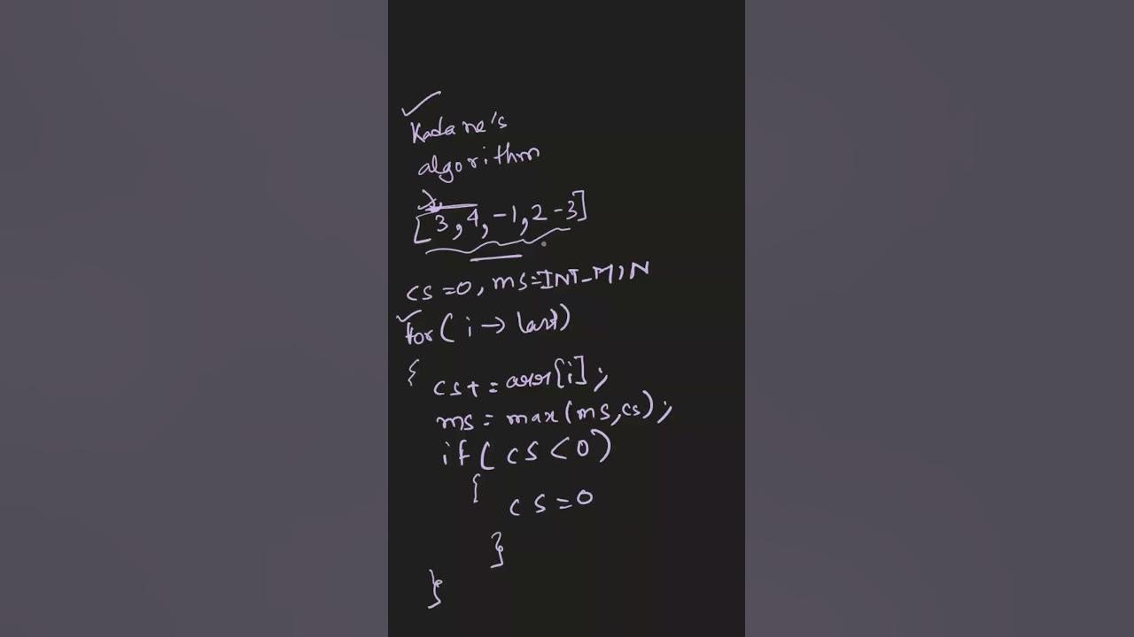 Kadane's Algorithm explaination - YouTube
