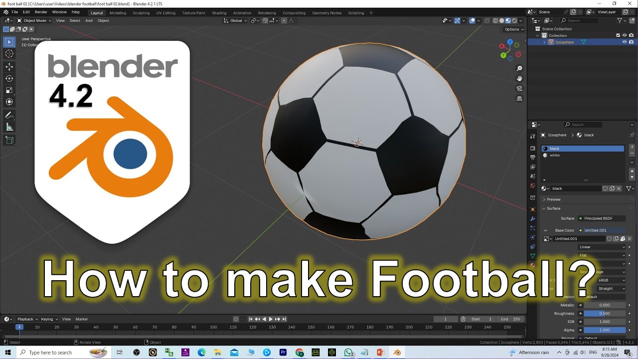 Blender 4.2 How to make Football - 3D Modeling #Blender #Football ...