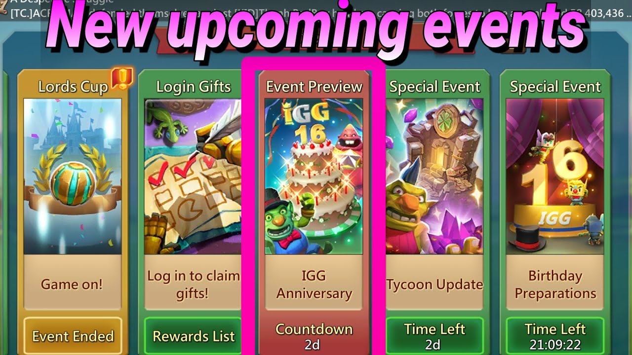 Lords mobile new upcoming events - YouTube