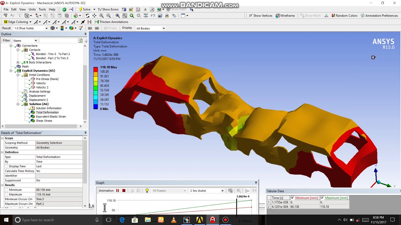 Double car crash explicit dynamic analysis in ANSYS - YouTube