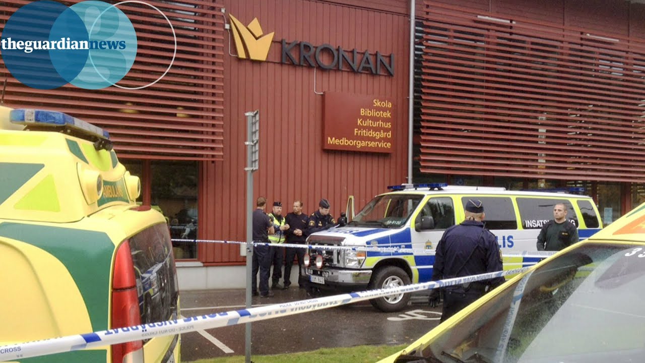 Swedish police cordon off scene of sword attack near school - YouTube
