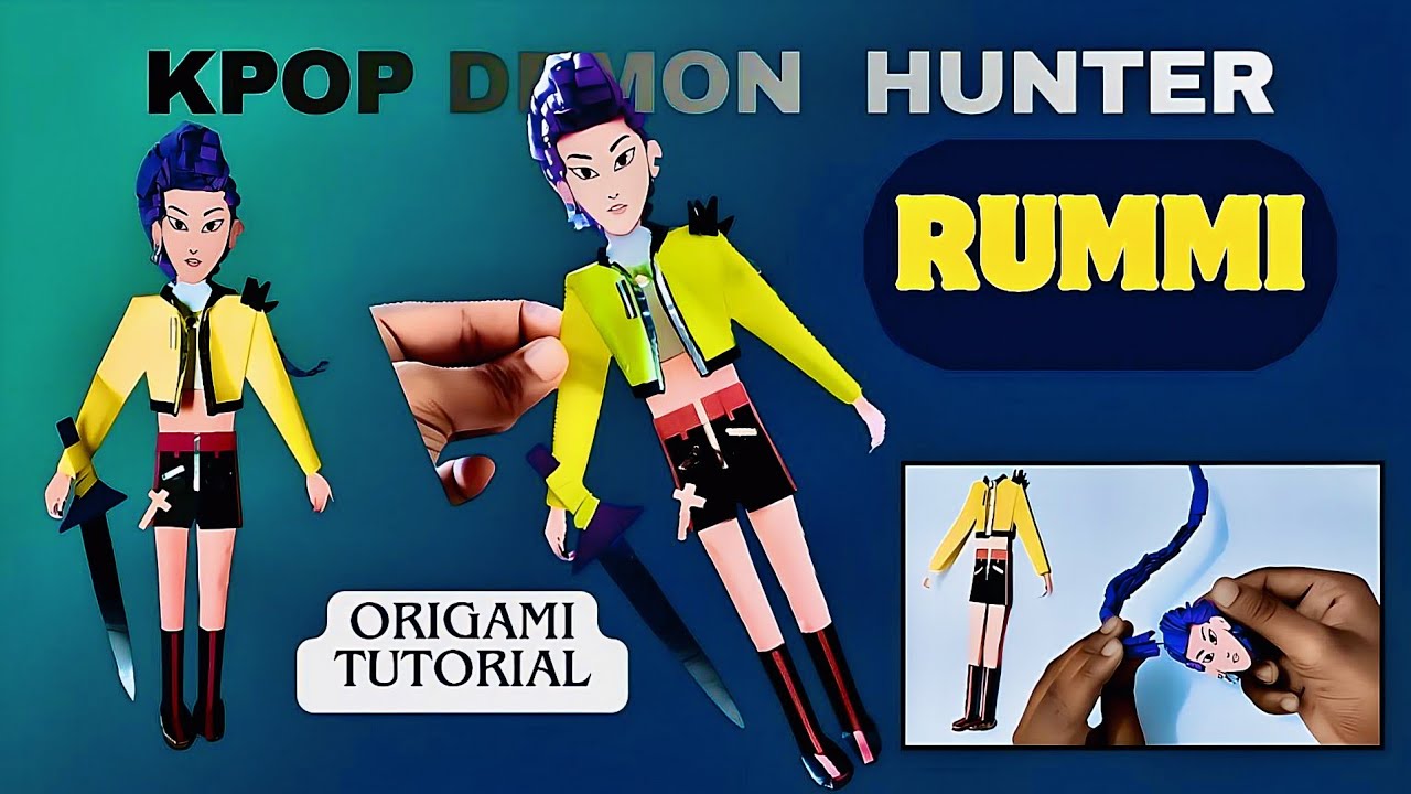 how to make origami figure Rummi from kpop demon hunter,step by step ...