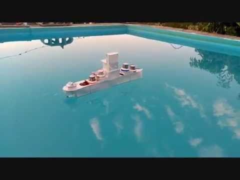 Homemade pop pop battleship (putt putt boat) / Barco acorazado putt ...