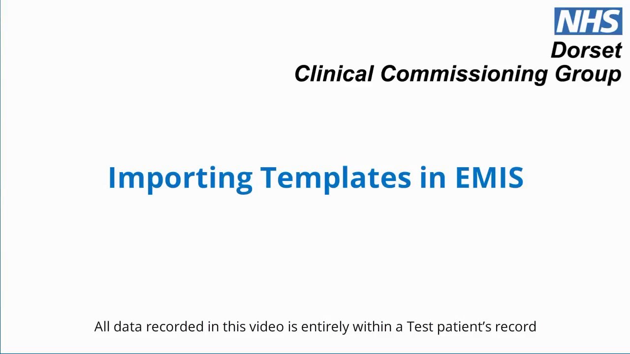 Importing Templates in EMIS - YouTube