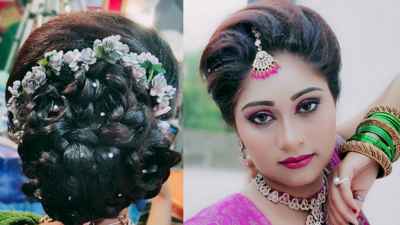 Rose petal and devide puff hairstyle for party and engagement # Easy ...