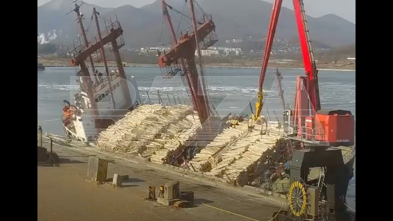 Russian cargo "Stepan Geyts" ship loses stability. Primorye, Russia ...