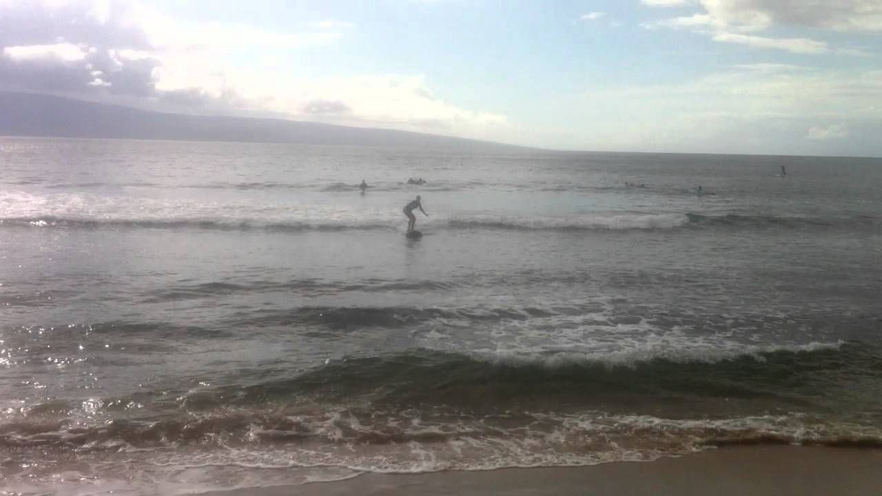 Surfer Girl rides big wave in Kaanapali Beach, Maui, Hawaii - YouTube