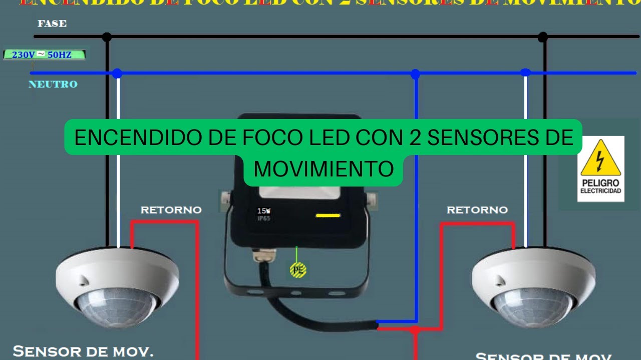 Encendido de foco led con 2 sensores de movimiento - YouTube