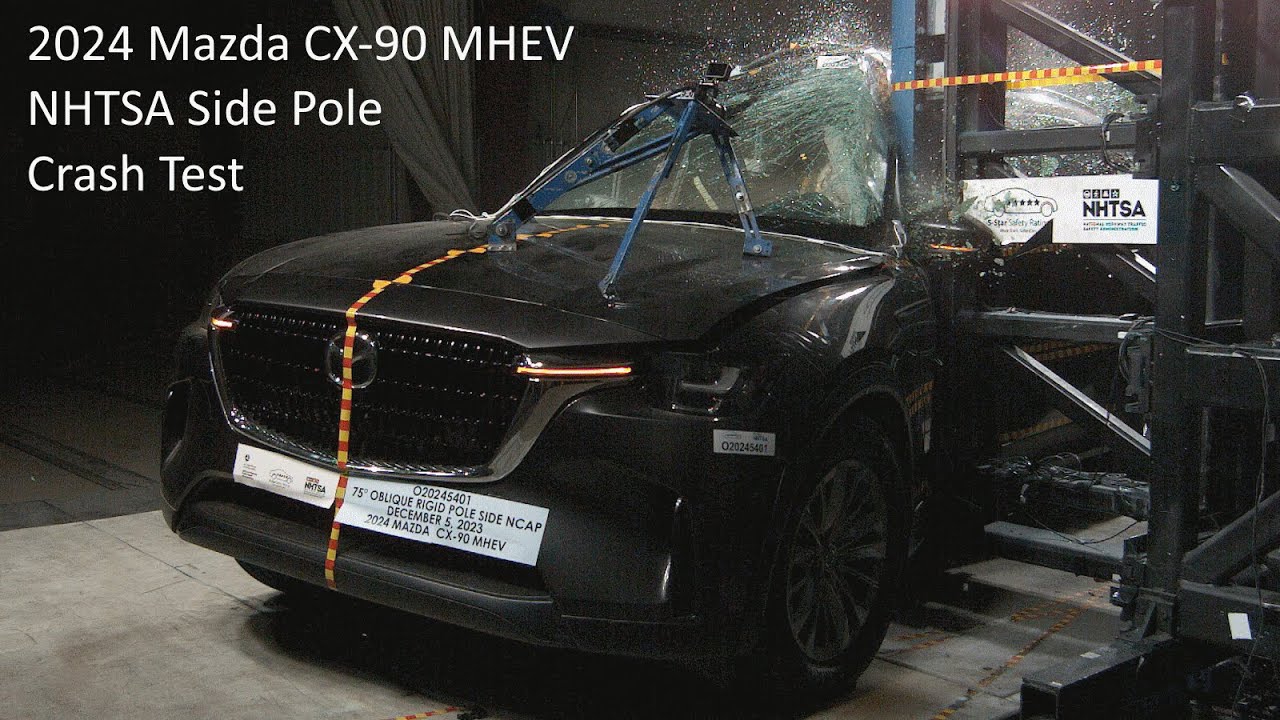 2024-2025 Mazda CX-90 MHEV NHTSA Side Pole Crash Test - YouTube