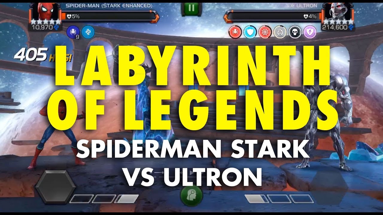CRAZY COMBOS: MCOC Spiderman Stark VS Ultron Labyrinth of Legends - YouTube
