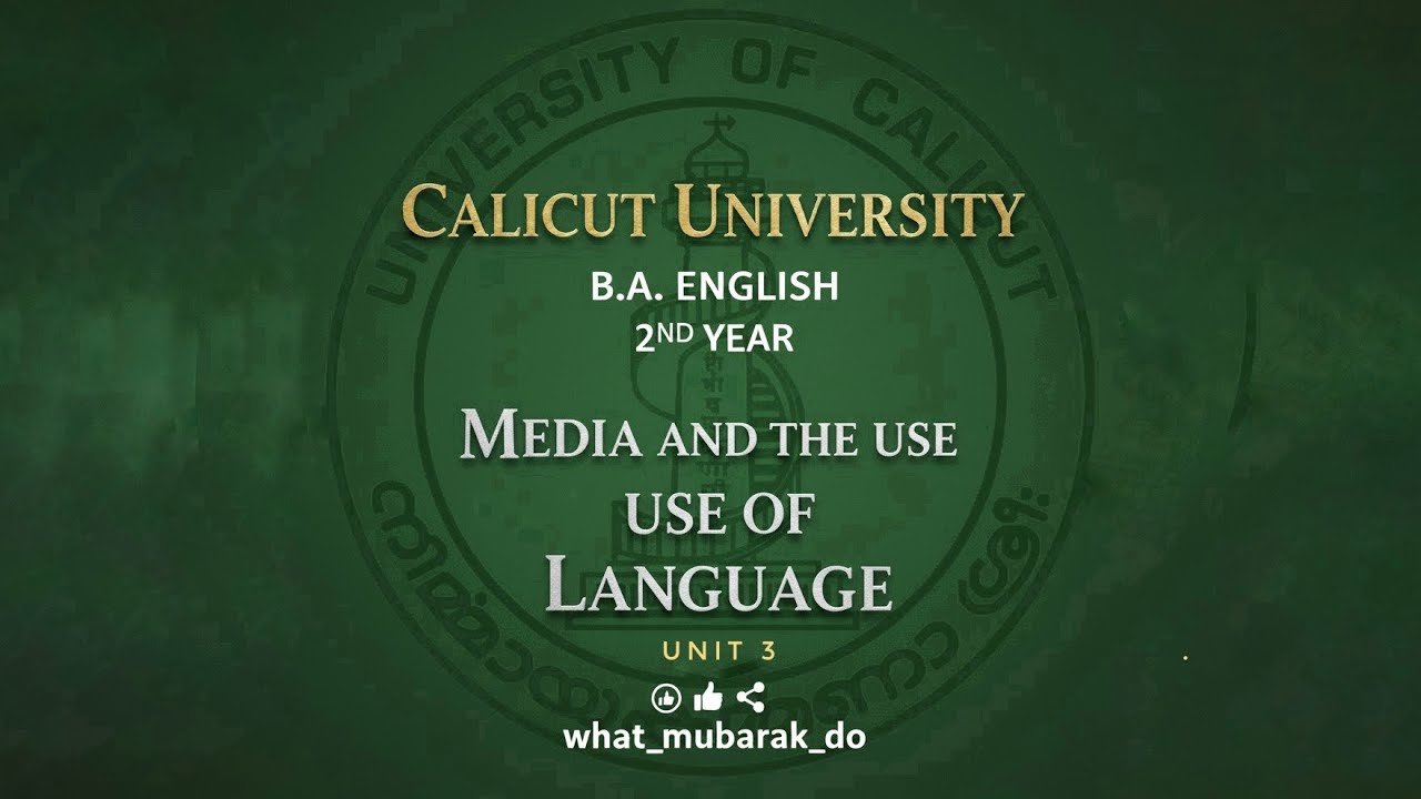 Media and the use of language|unit 3|subject: language in action| BA ...