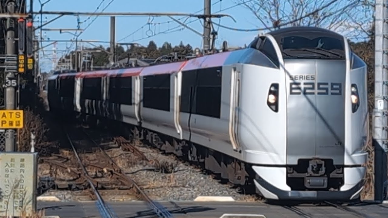 [昨日撮影]E259系横クラNe011編成、特急しおさい3号銚子行 榎戸駅2番線通過 - YouTube