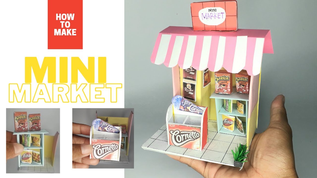 HOW TO MAKE Miniature Minimarket with Cardboard, miniature snack ...