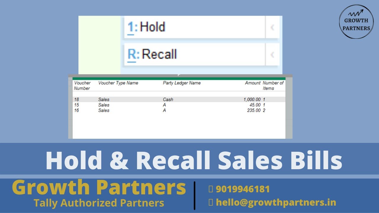 Hold Recall Sales Bill In Tally Prime YouTube Hold Recall Sales Bill In Tally Prime YouTube