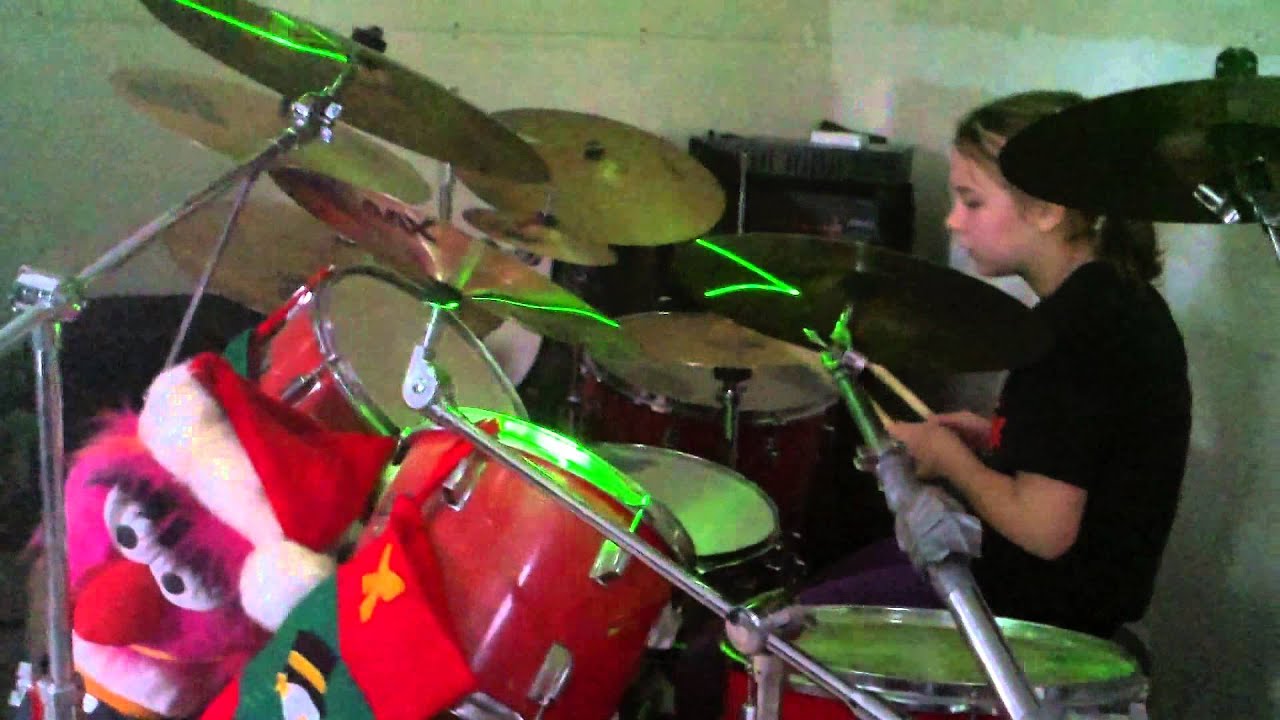 Laney (11 yrs old) Drumming to - I Don't Feel Like Dancing-1/1 - YouTube