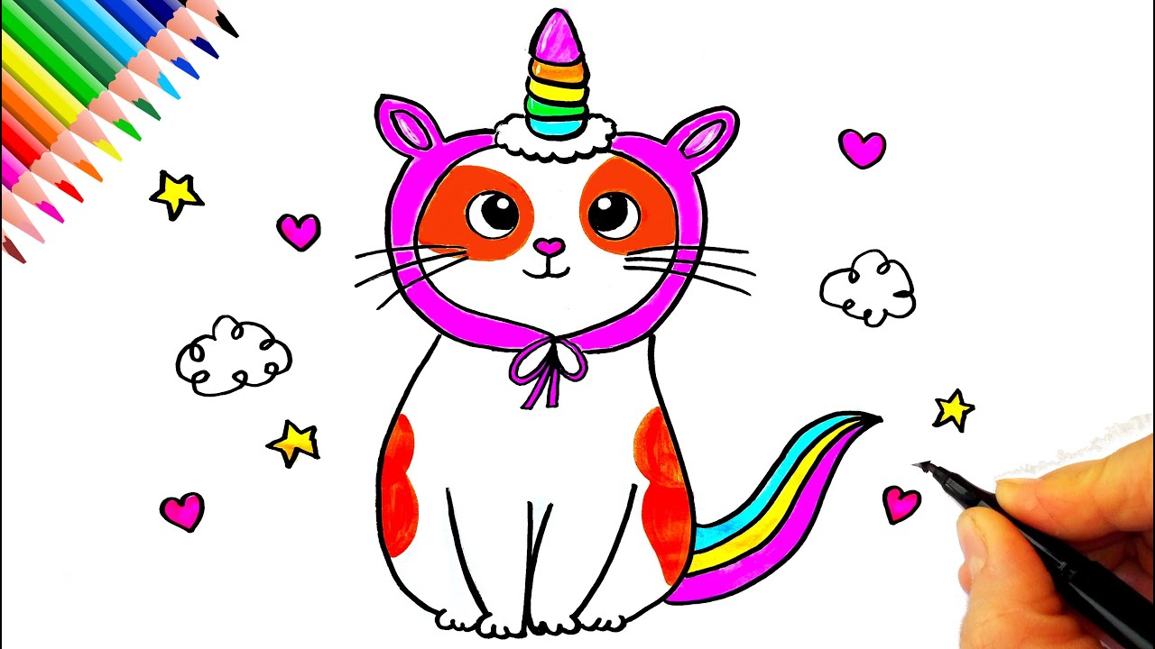 Unicorn Kedi Çizimi - Unicorn Kedi Nasıl Çizilir? - How To Draw a ...