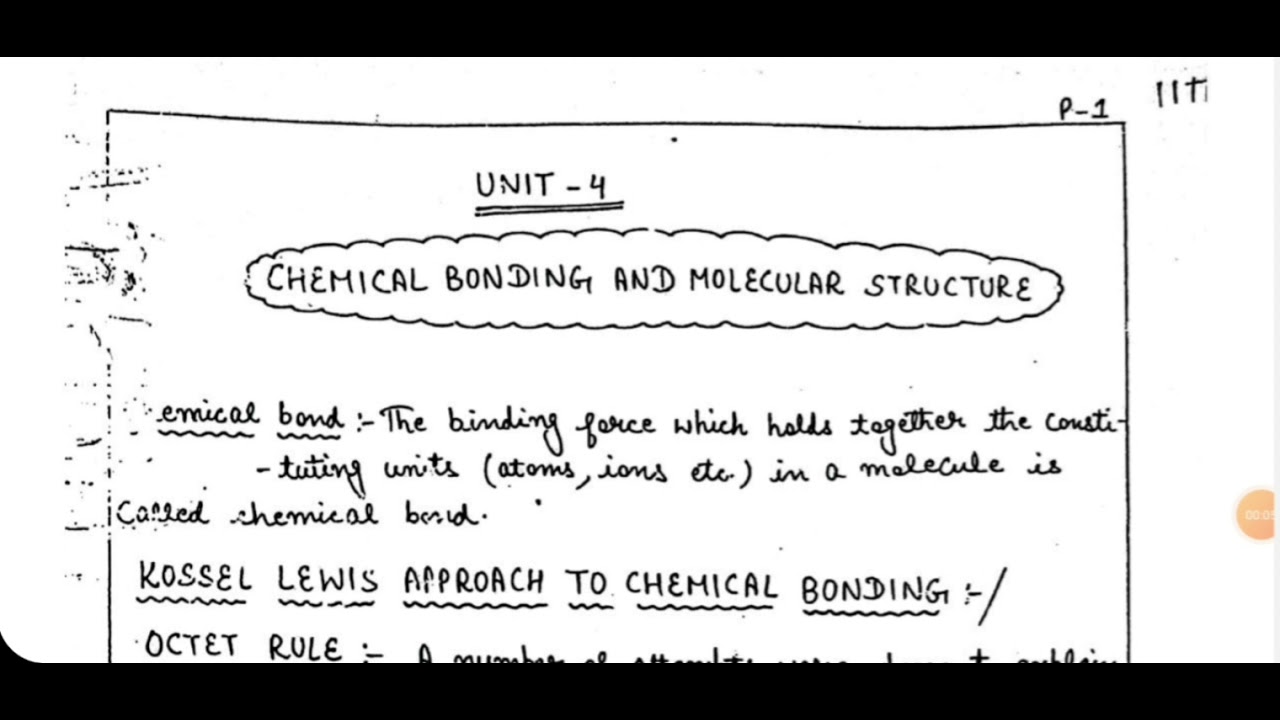 Chemical bonding And Molecular Structure Handwritten Notes For 11th ...
