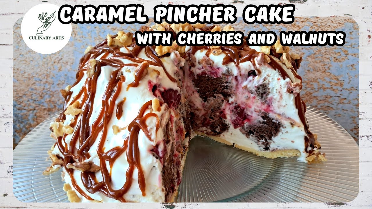 Caramel PINCHER cake with cherries and walnuts | Incredibly juicy and ...