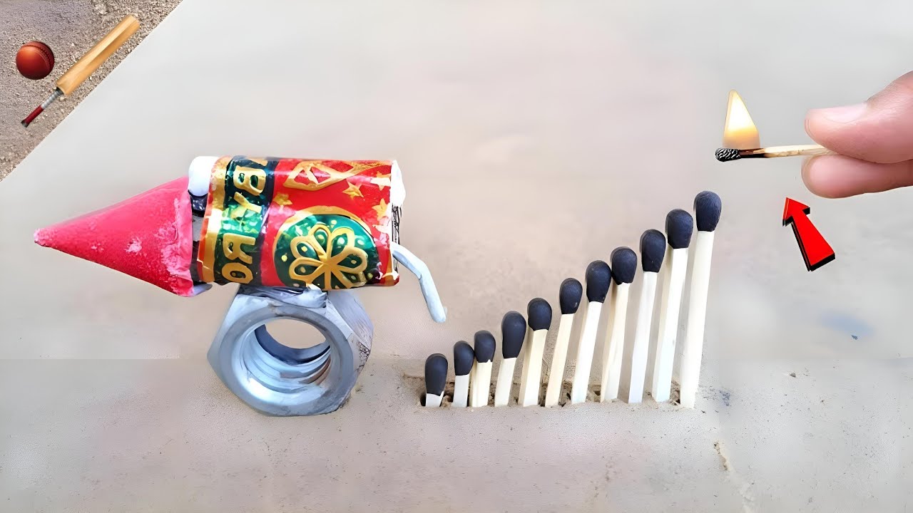 Matchstick Chain Reaction Domino vs Cricket bat & Ball - Diwali ...