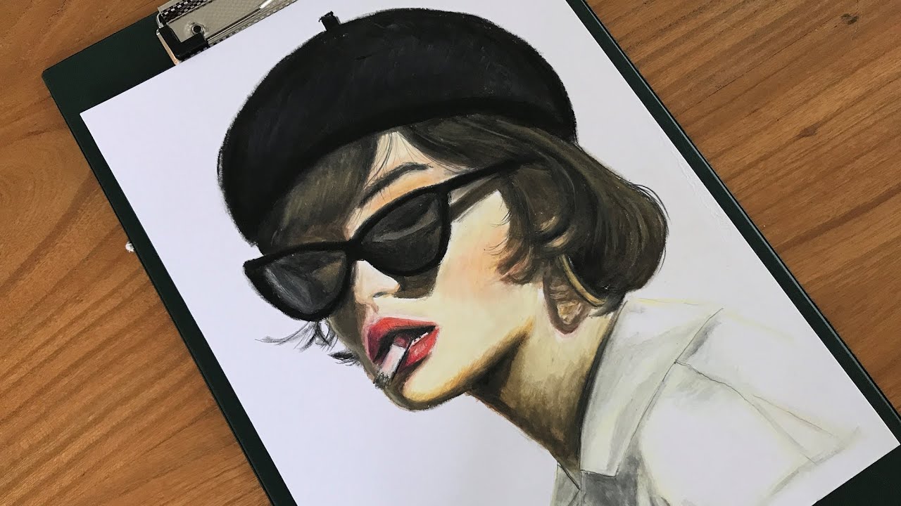 Oil Pastel Drawing - Aesthetic Smoking Girl / Girl with Cigarette - YouTube