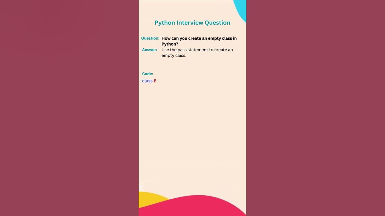 How To Create An Empty Class In Python Coding Quiz Education Questionanswer Techcheatsheet