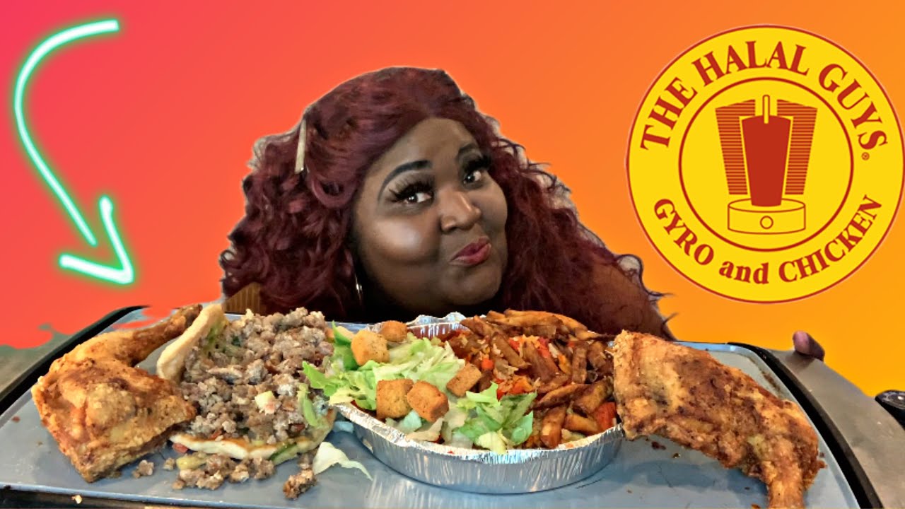 HALAL GUYS MUKBANG!! (Lamb Gyro, Chicken Platter, , Fried Chicken ...