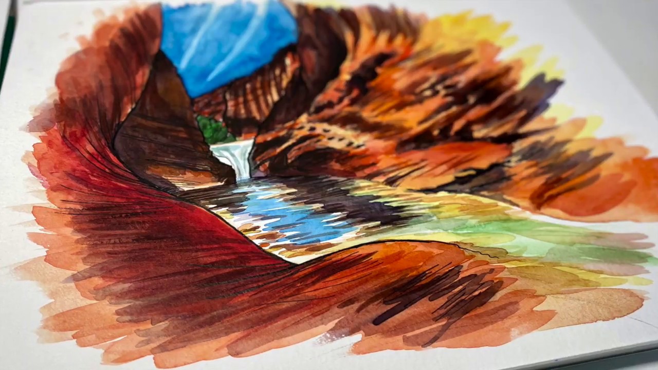 Red Reef Trail Watercolor Timelapse - YouTube