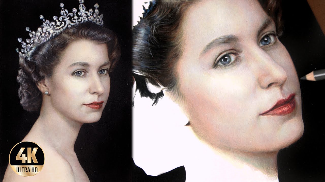 Real Time Drawing Queen Elizabeth II in Colored Pencil || Part 2 - YouTube