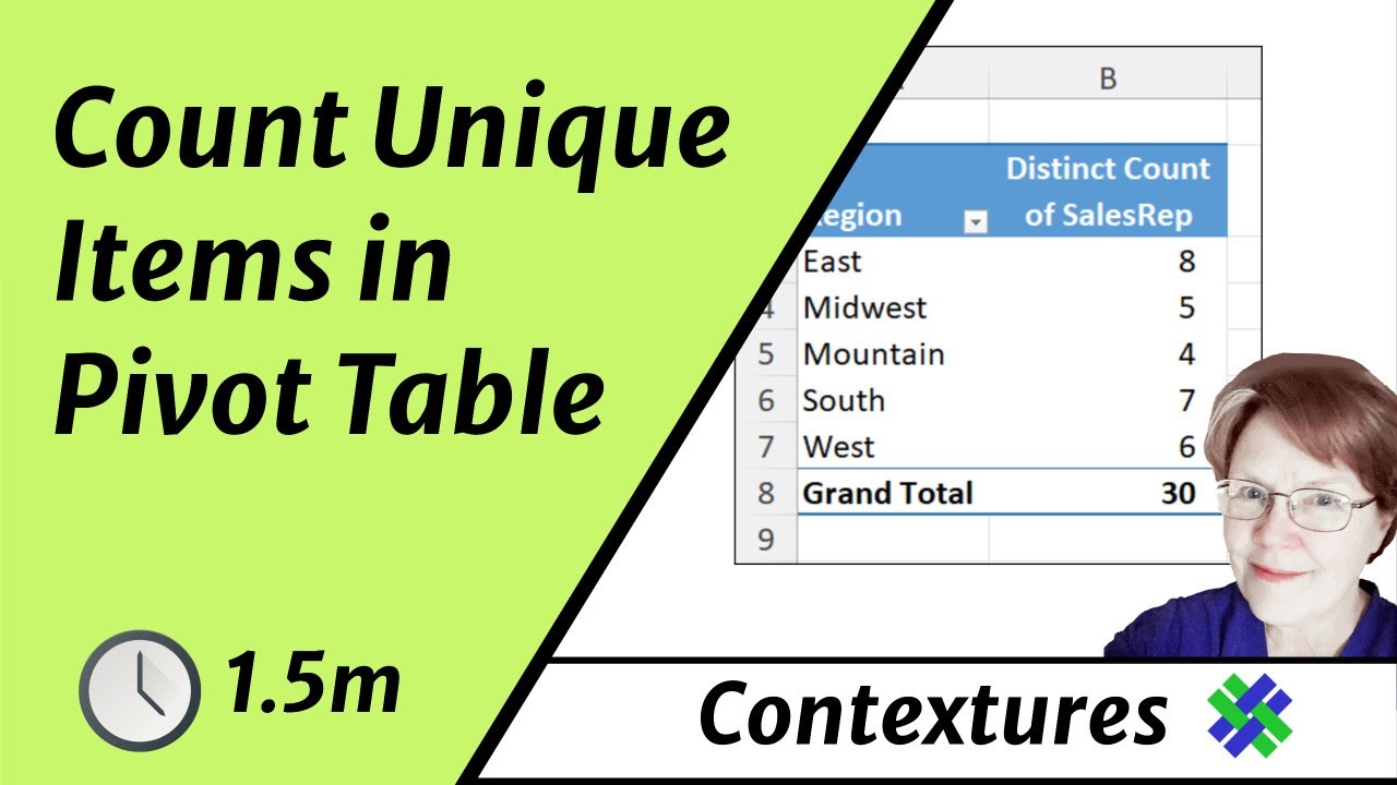Count Unique Distinct Items In Excel Pivot Table Youtube