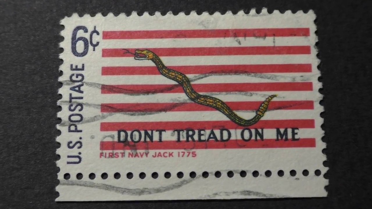 Postage stamp. USA. U.S.Postage. DONT TREAD ON ME. First Navy Jack 1775 ...