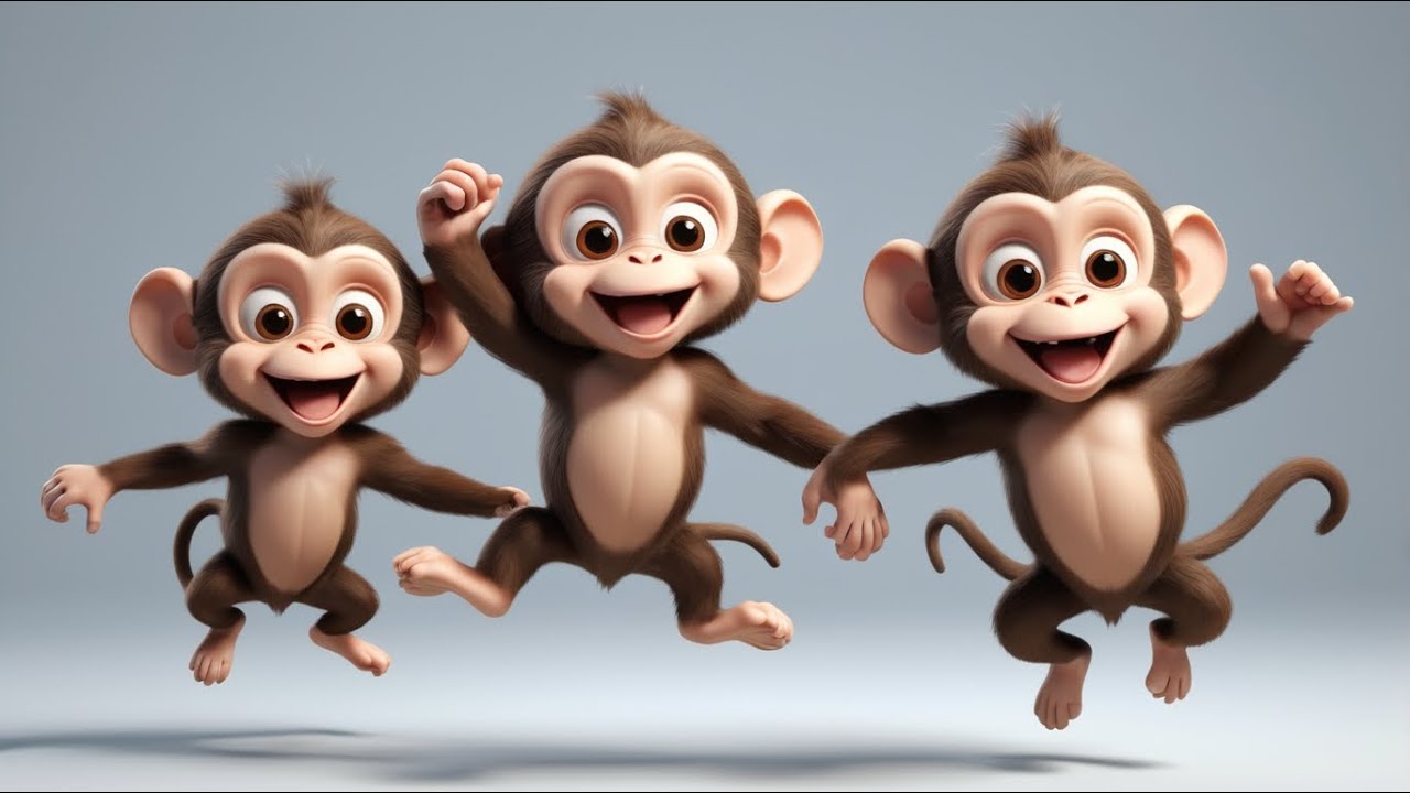 Five Little Monkey Jumping on the bed | Nursery Rhymes | Bubbly Dots 3D ...