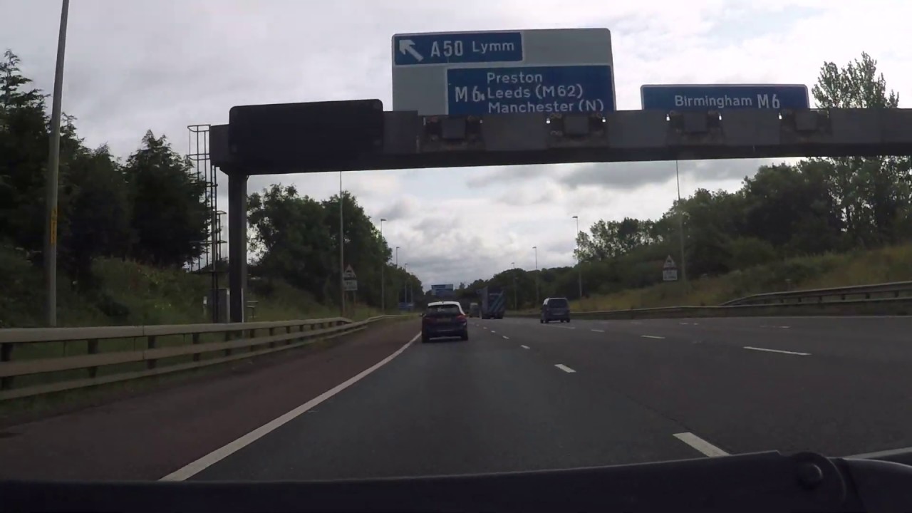 UK Motorways - M56 onto M6 North J21 and Thelwall Viaduct - YouTube