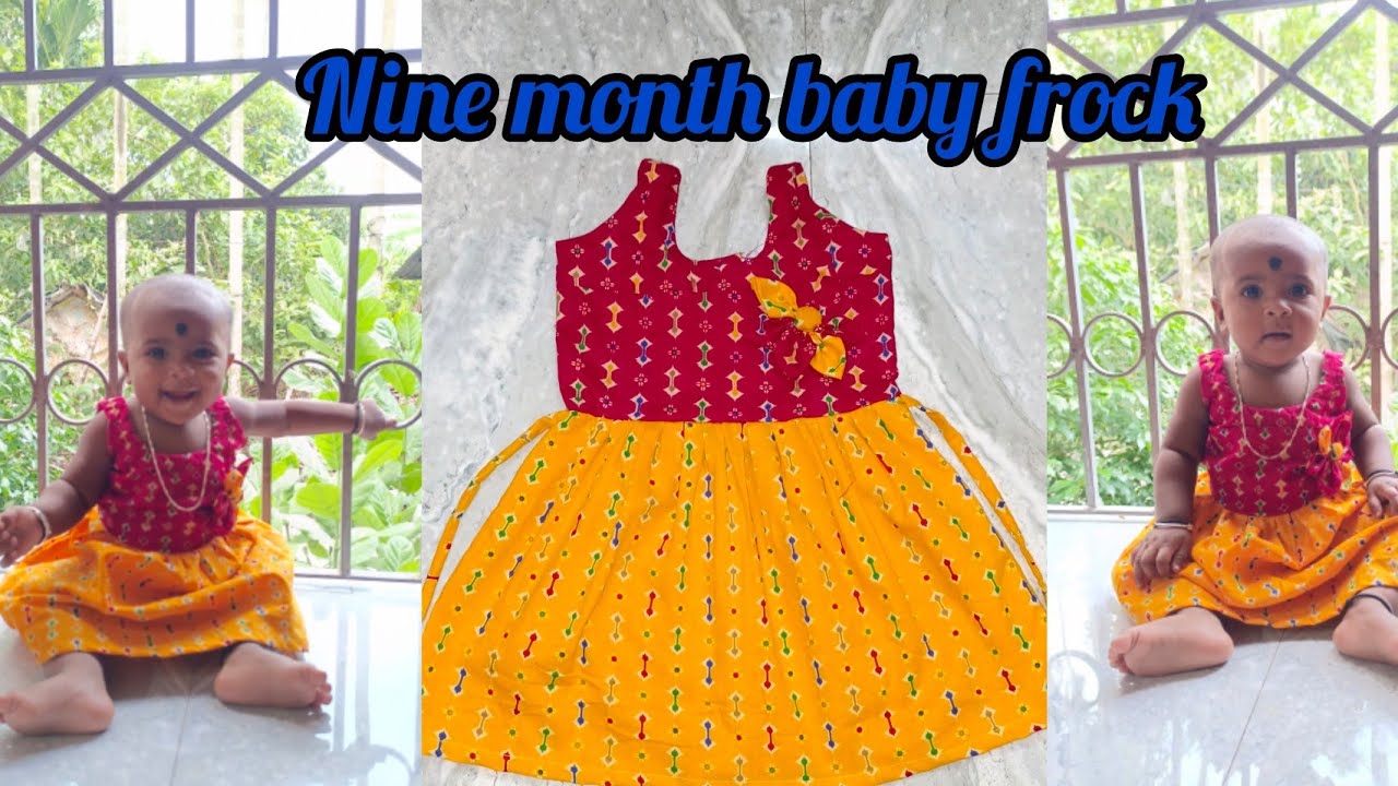 Nine month baby frock cutting & stitching।।Normal frock।। - YouTube